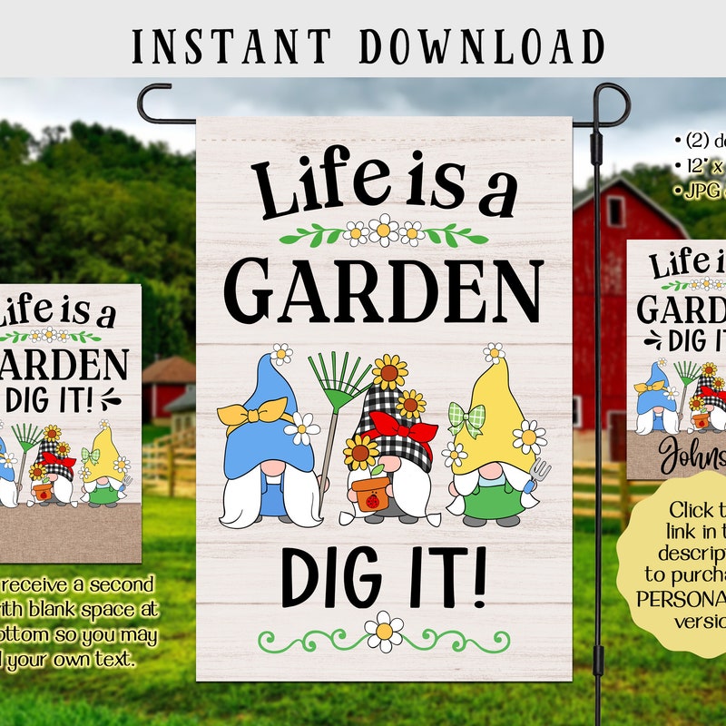 Cute Gnome Garden Flag - Etsy