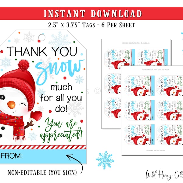 Snowman Thank You - Etsy