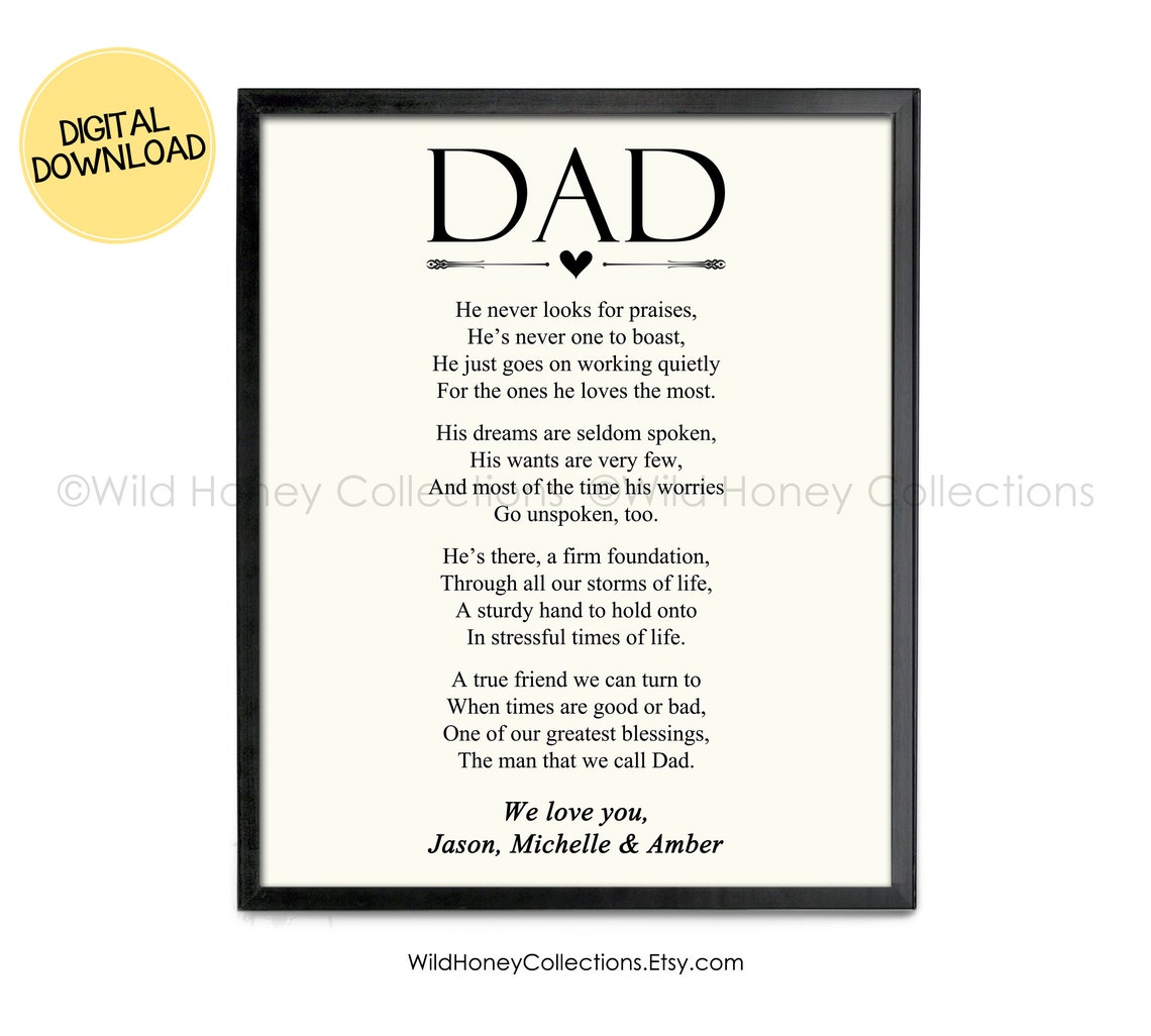 Personalized Gift for Dad Printable Dad Poem Father's - Etsy
