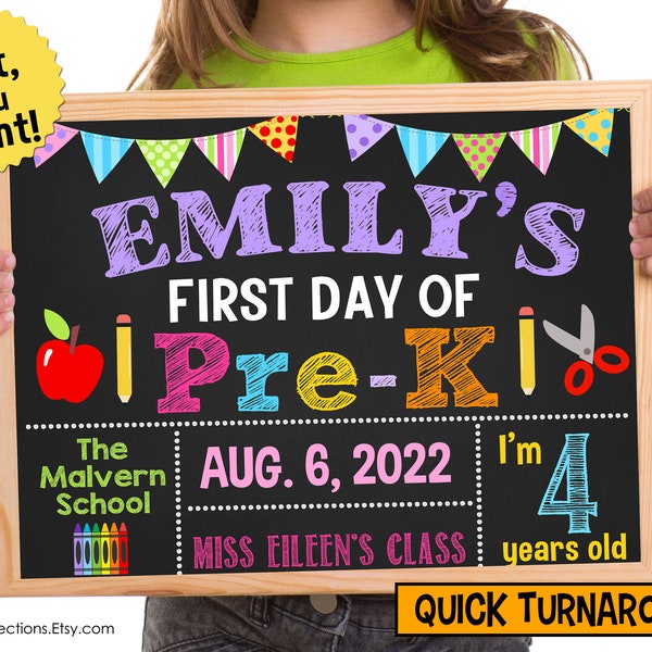 First Day of Pre K - Etsy