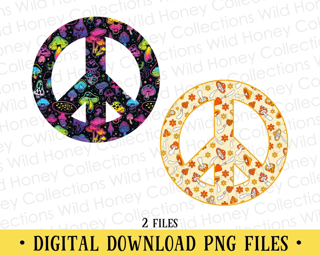 Mushroom Peace Signs PNG Files, Sublimation, Dtg, DIGITAL DOWNLOAD - Etsy