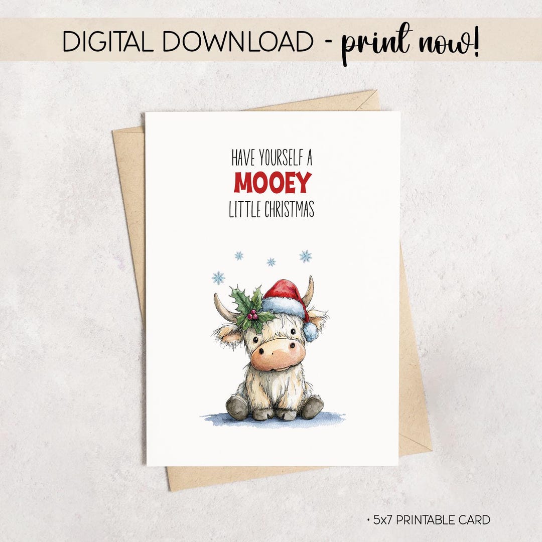 Have Yourself a Mooey Little Christmas Card | Funny Cow Christmas Card ...