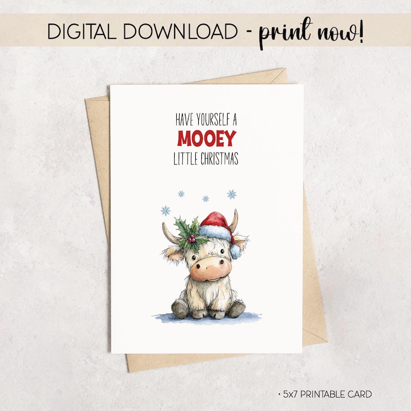 Funny Holiday Card Cow - Etsy