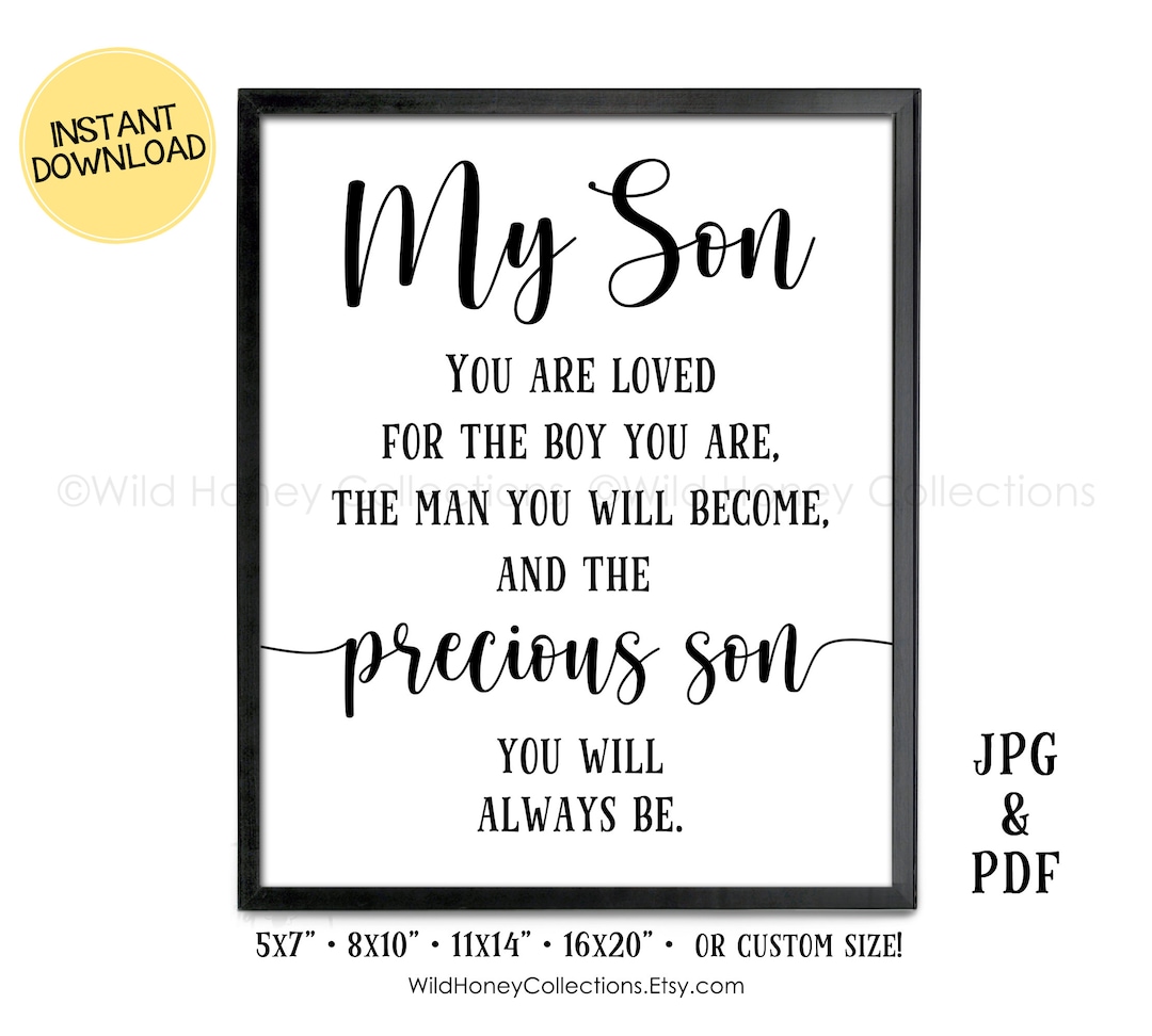 My Son Poem, Precious Son, You Are Loved, Printable Quote, Gift for Son ...