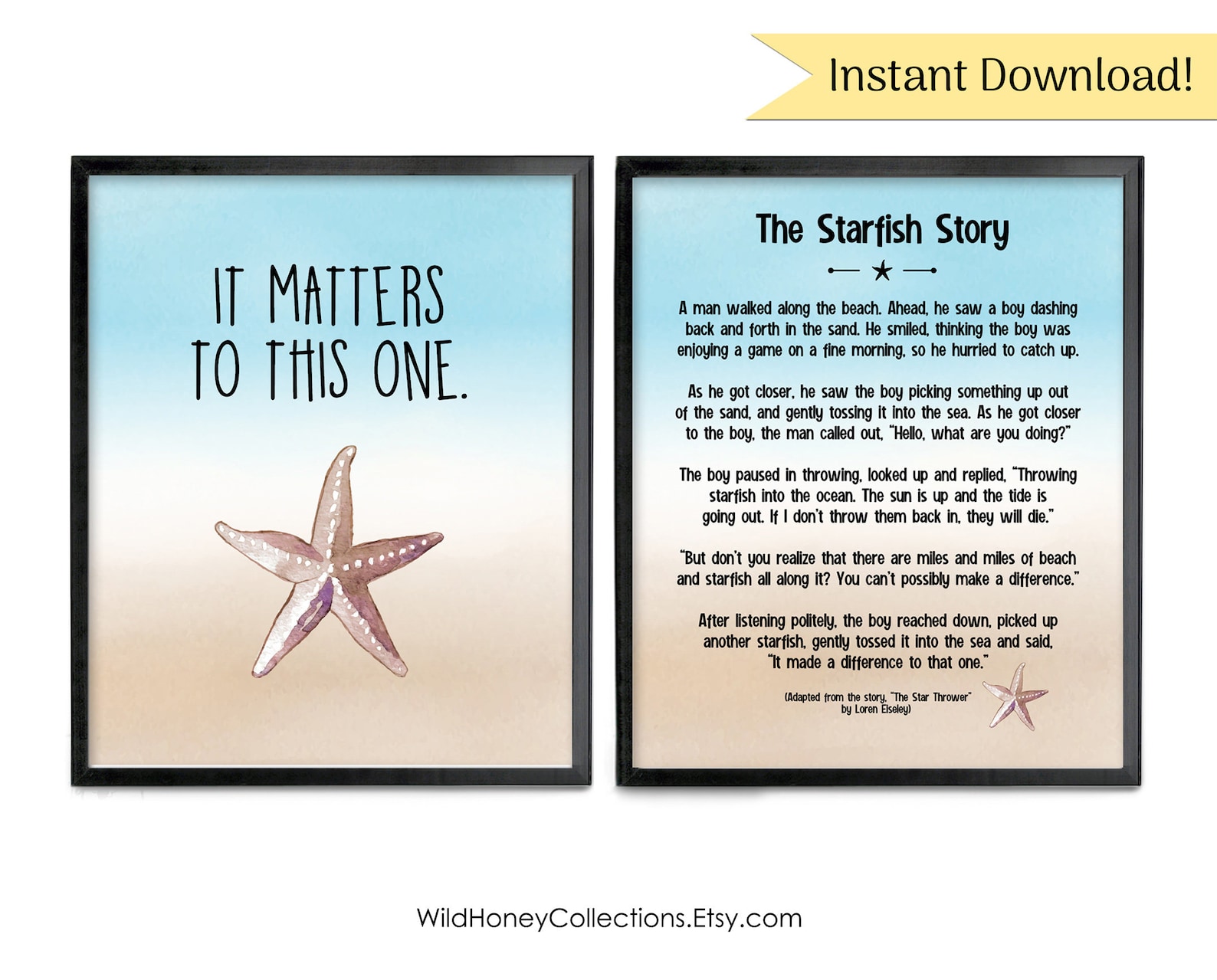 The Starfish Story It Matters to This One Printable Decor | Etsy