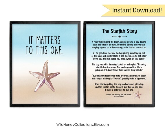 The Starfish Story It Matters to This One Printable Decor | Etsy Australia