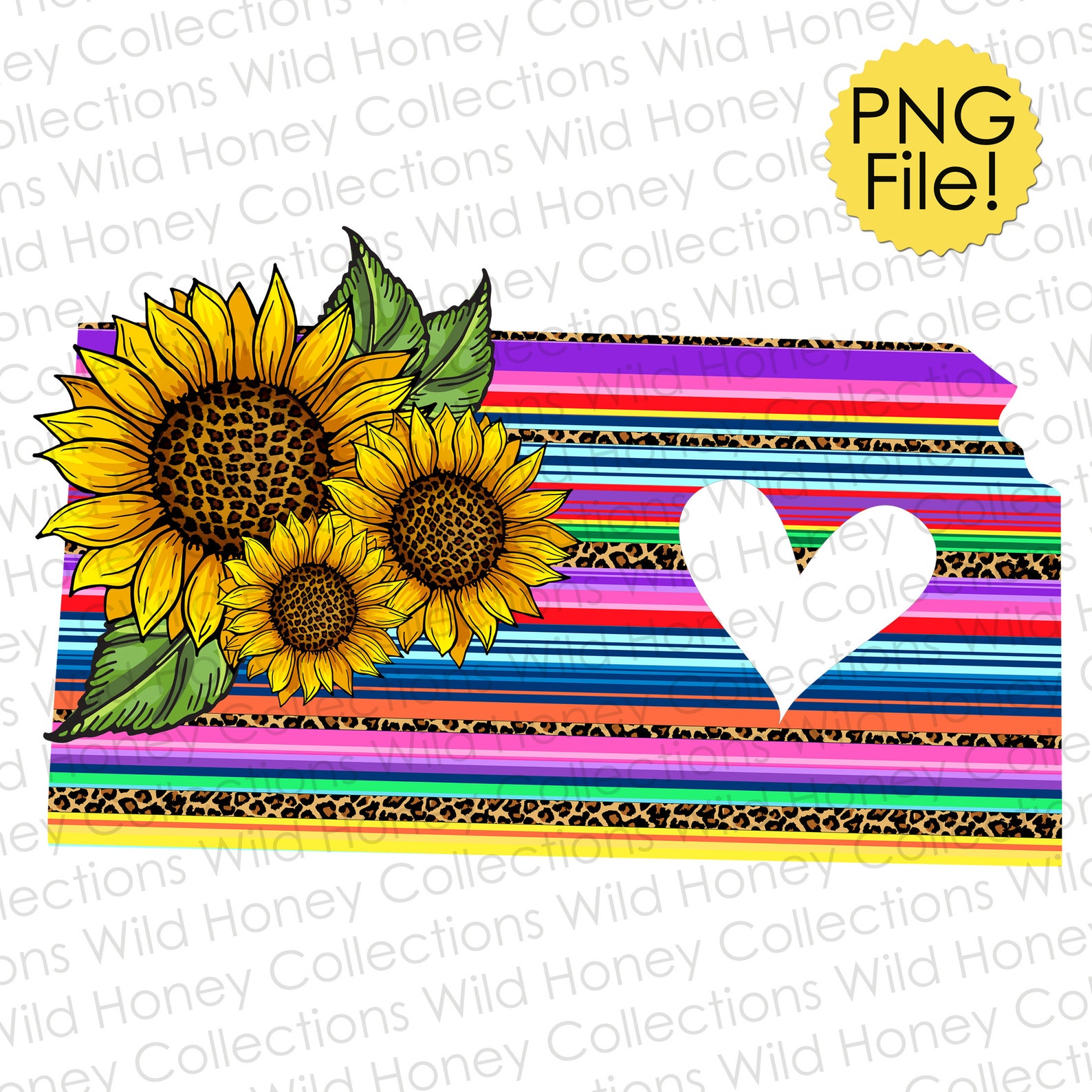 Kansas Serape Leopard Sunflower PNG File Sunflower Clipart | Etsy