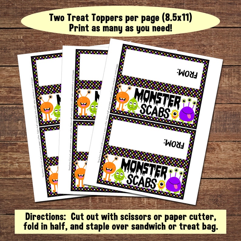 Monster Scabs Halloween Treat Topper Funny Halloween Treat - Etsy