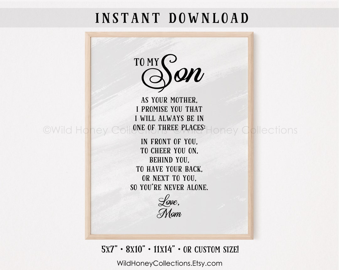 To My Son Poem Printable Wall Art: Mother Son Gift (digital Download ...