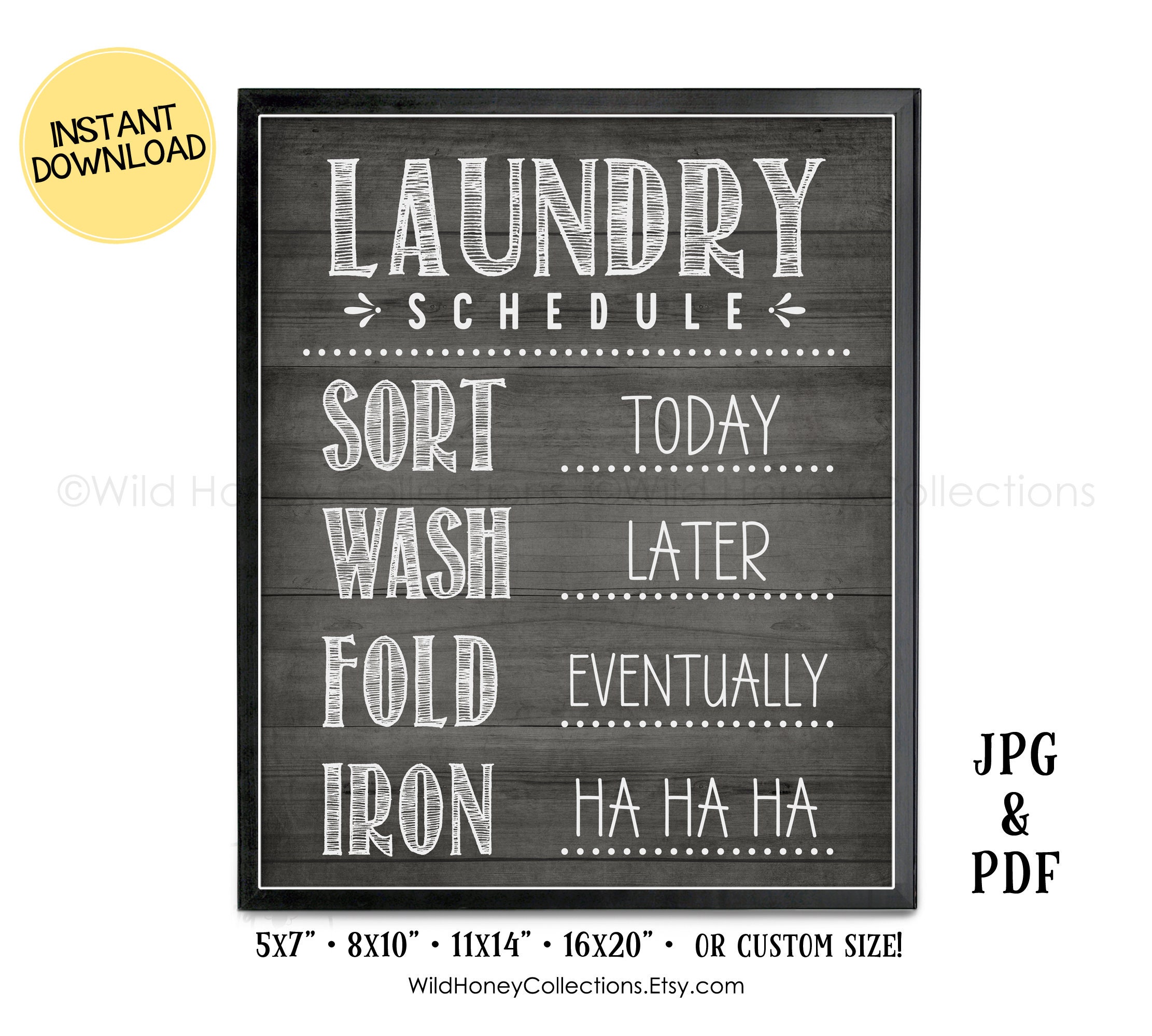 Printable Laundry Room Sign Sort Wash Dry Fold Farmhouse - Etsy