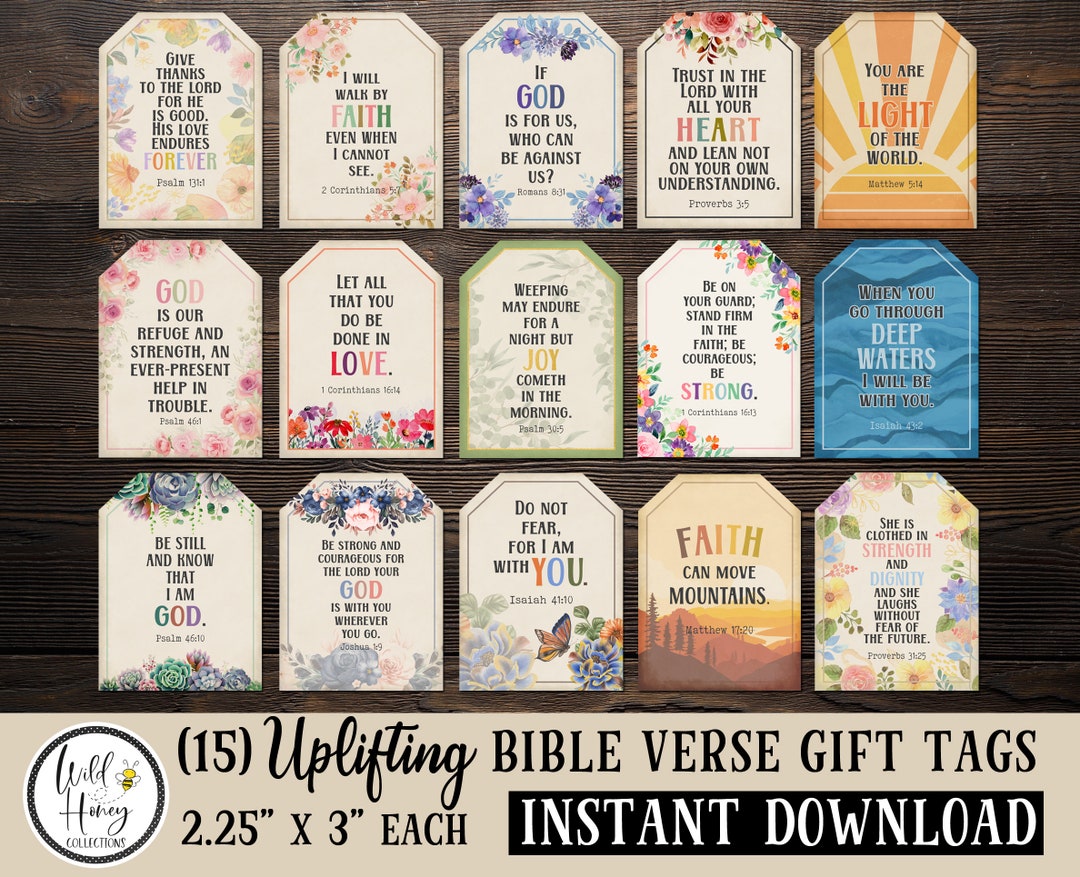 Floral Bible Verse Gift Tags: Retro Boho Scriptures (digital Download ...
