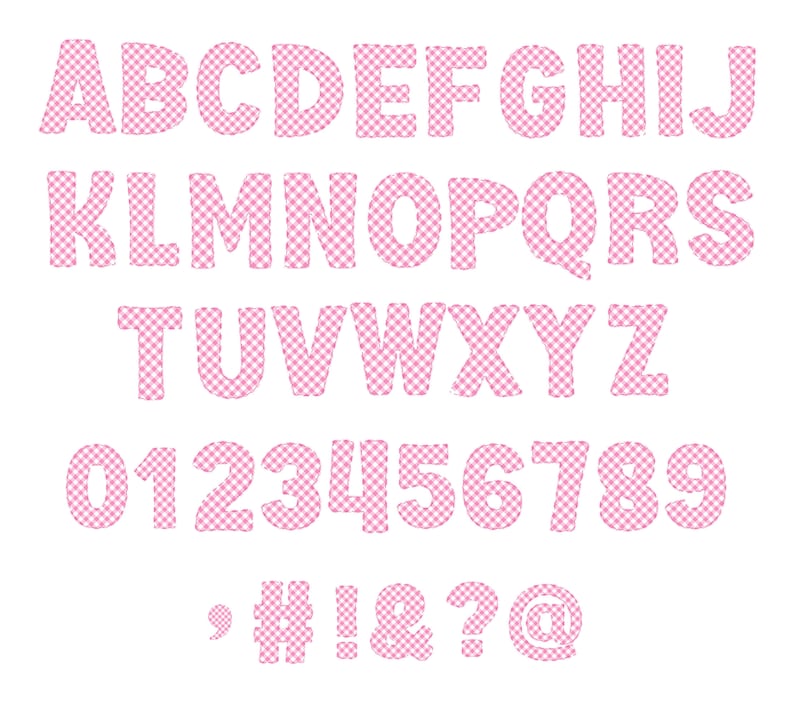 Stitched Pink Gingham Alphabet, PNG Files, Sublimation, Crafting ...