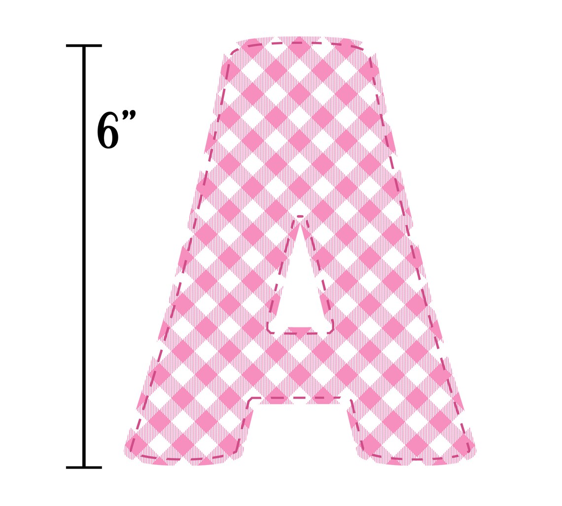 Stitched Pink Gingham Alphabet PNG Files Sublimation - Etsy