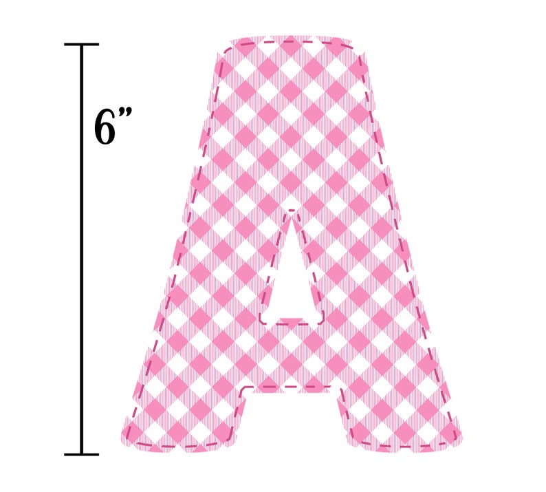 Stitched Pink Gingham Alphabet PNG Files Sublimation - Etsy