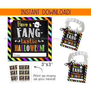 Printable Halloween Treat Tags, Have a Fant-tastic Halloween, Favor ...