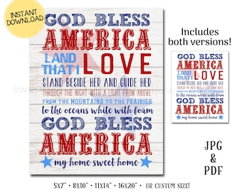 Printable God Bless America - Etsy