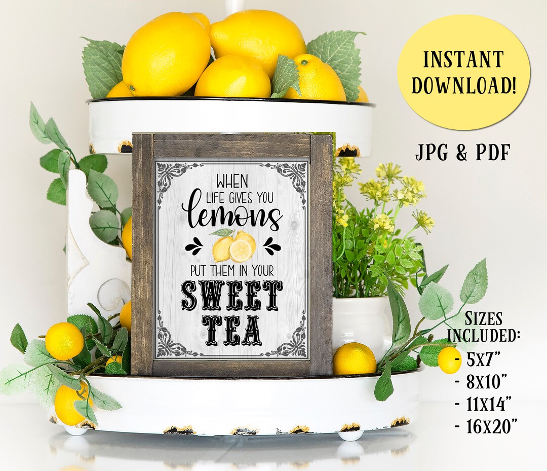 When Life Gives You Lemons, Printable Decor, Vintage Lemon Wall Art ...
