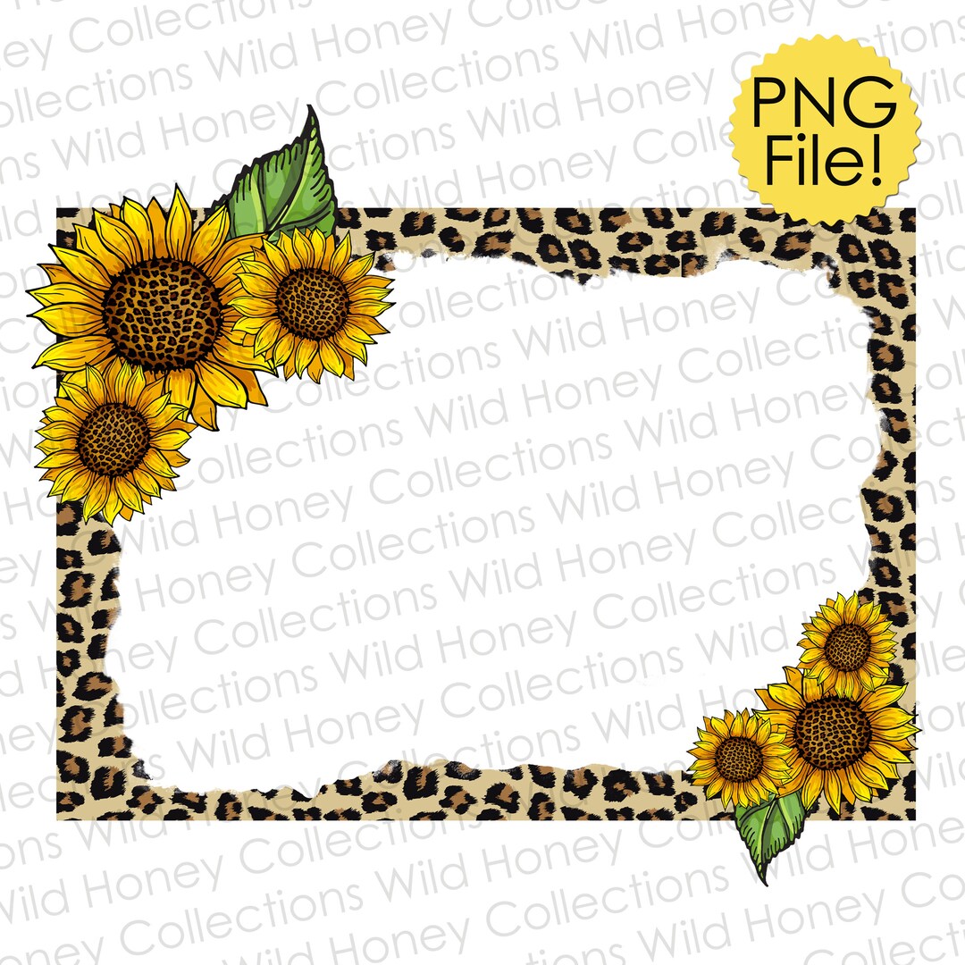 Leopard Border Distressed Grunge Sunflowers PNG File - Etsy