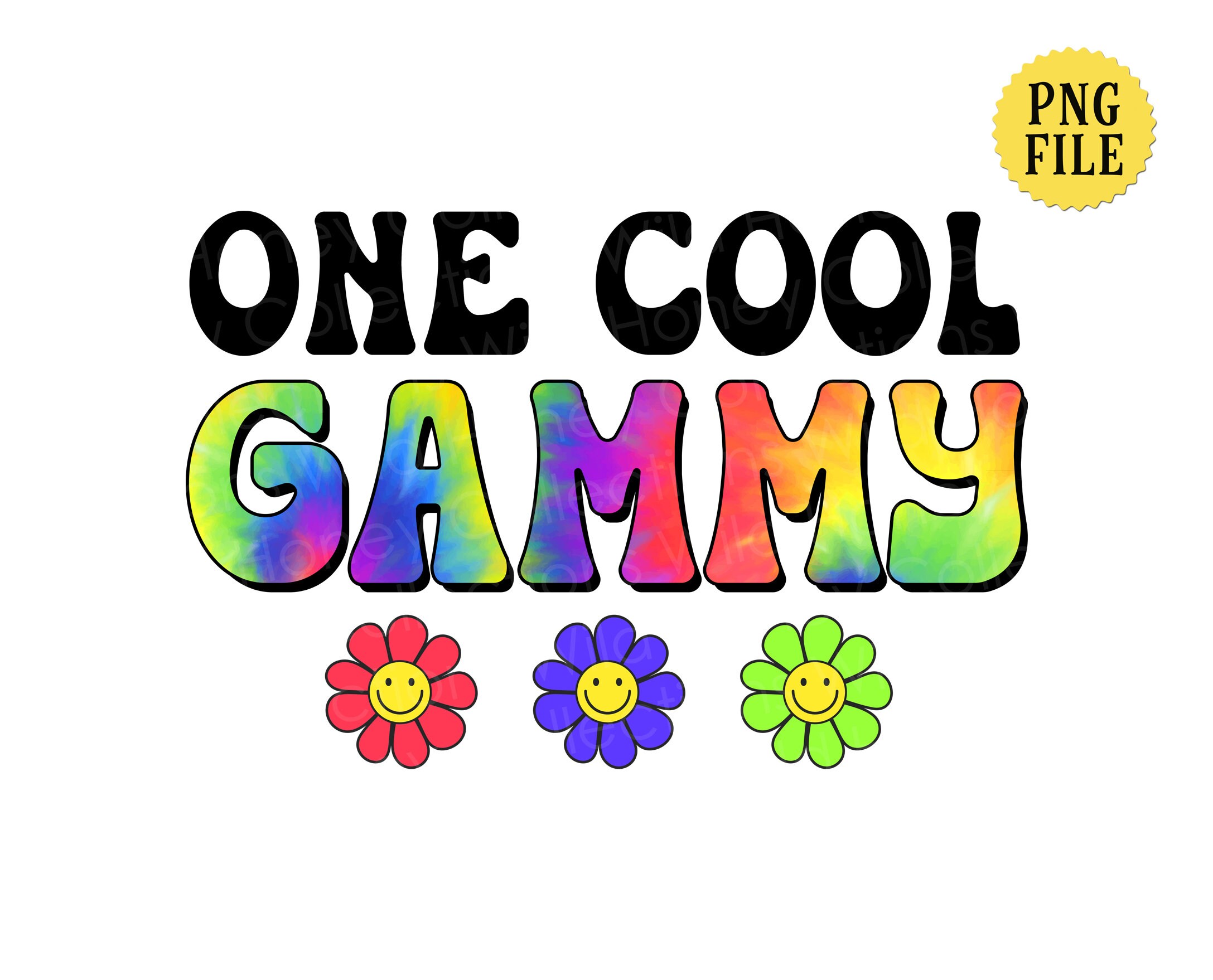 One Cool Gammy, PNG File, Retro, Psychedelic, Dtg, Transparent File ...