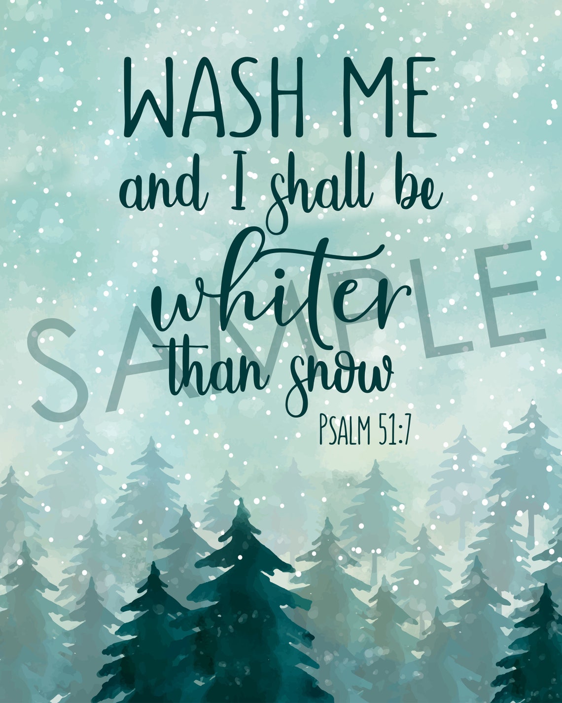 Wash Me And I Shall Be Whiter Than Snow Psalm 51:7 Religious | Etsy