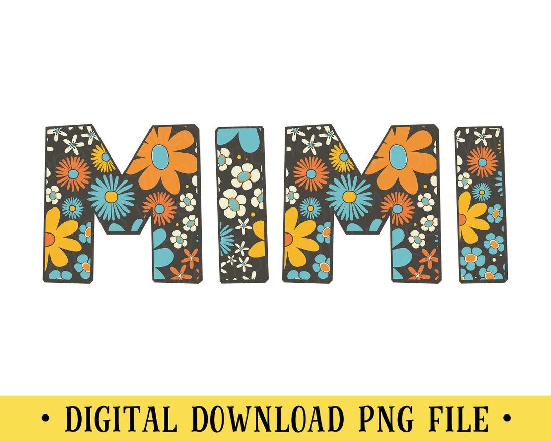 Mimi, PNG File, Retro Floral Print, Flower Pattern, Retro Flowers, Mimi ...