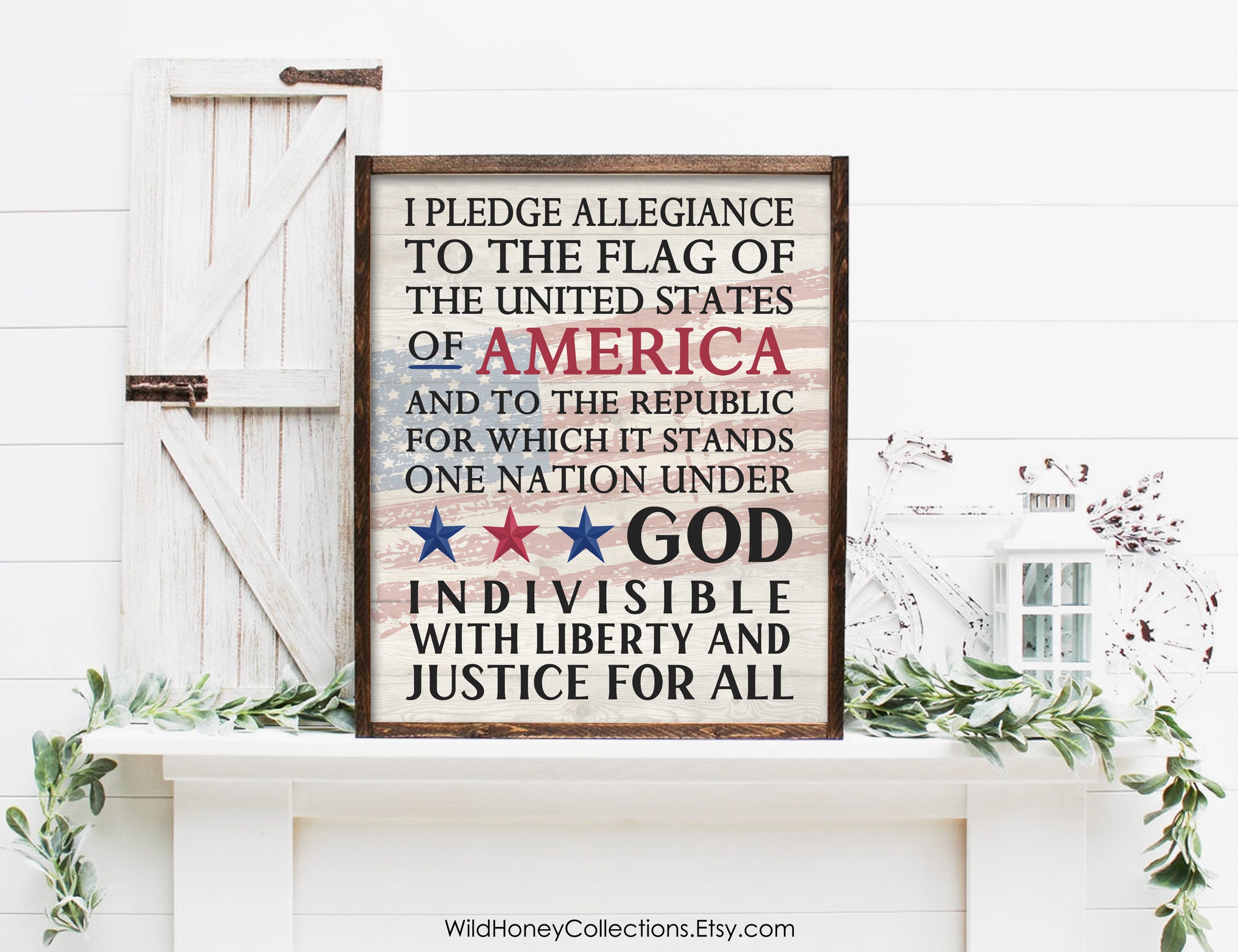 I Pledge Allegiance To The Flag Printable Patriotic Sign 4th | Etsy