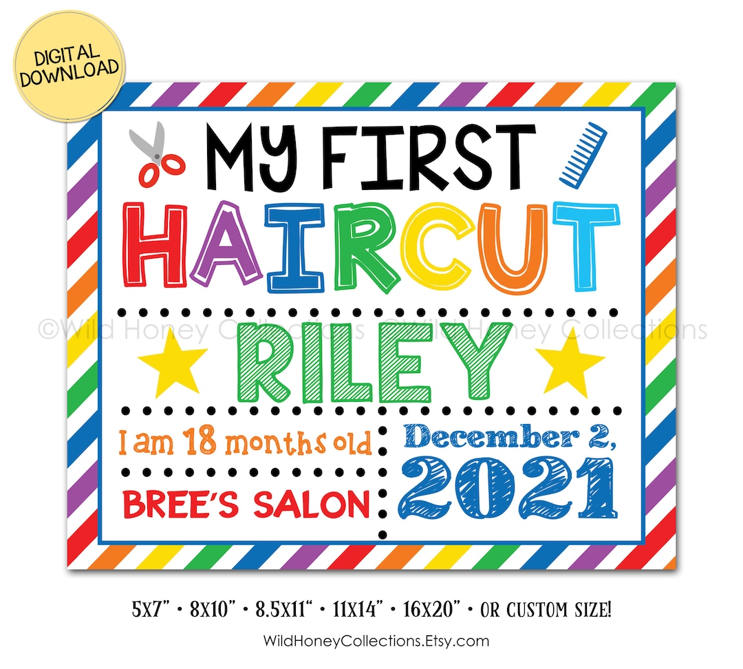 My First Haircut, Colorful Printable Poster, Personalized First Hair ...