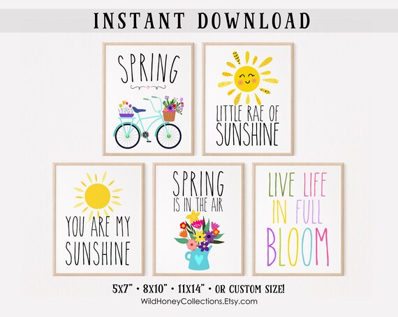 Printable Spring Decor Farmhouse Spring Printables Set of 5 - Etsy