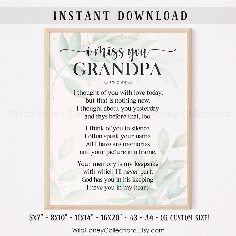 Grandfather Poem - Etsy