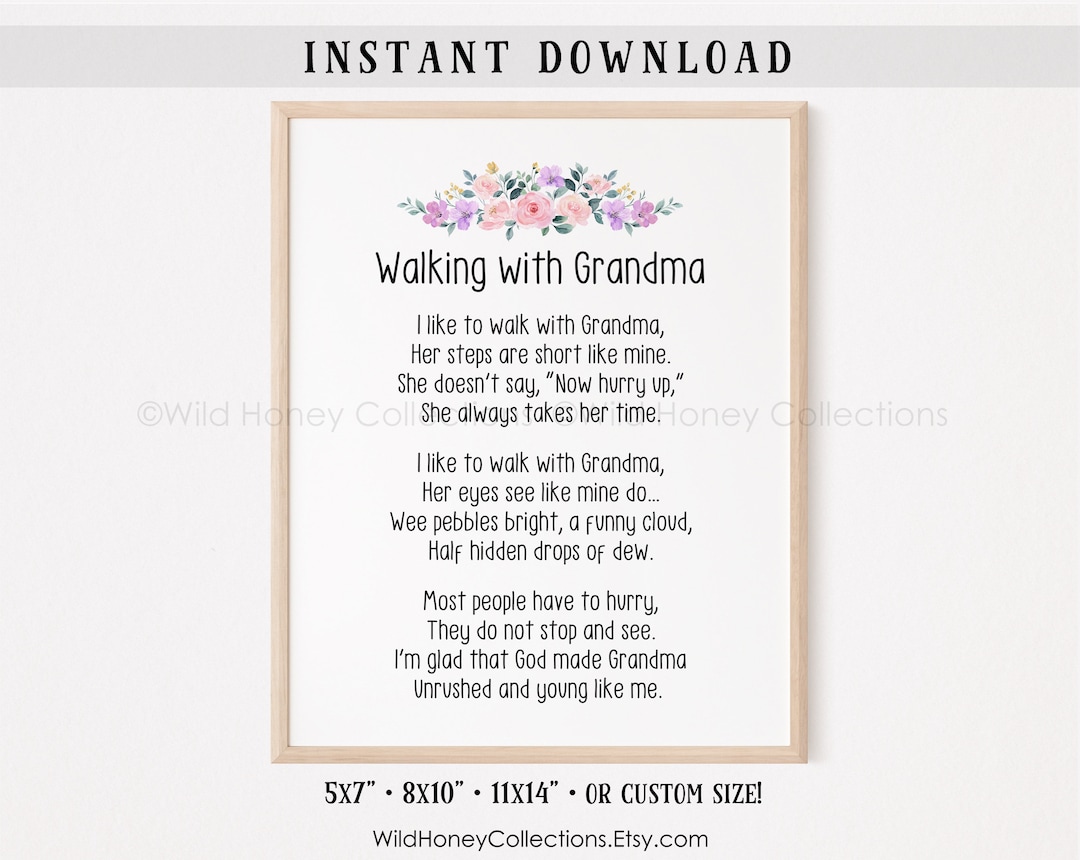 Grandma Poem Art Print: "walking With Grandma" Gift (digital Download ...