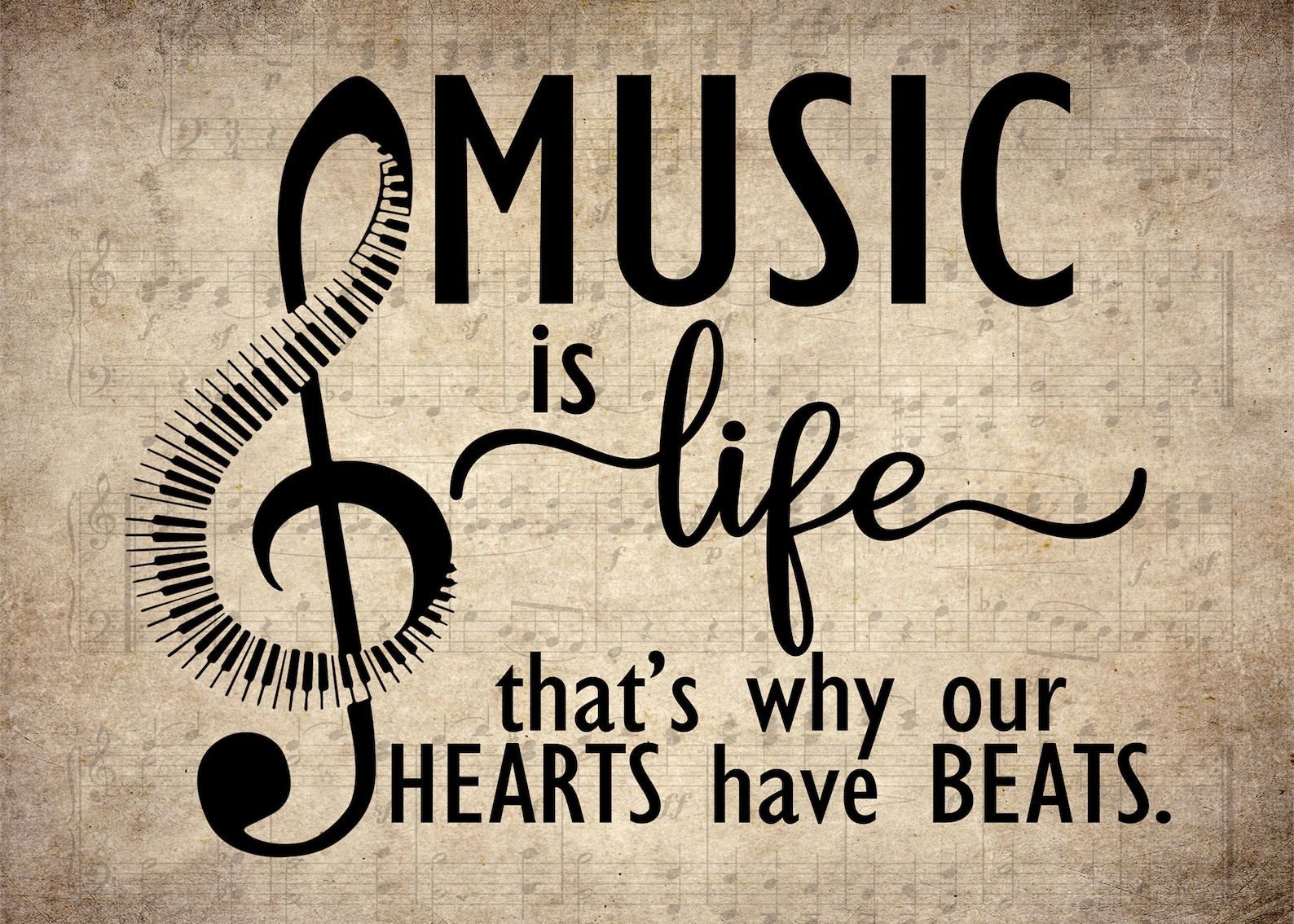 Music is Life Printable Wall Art Music Lover Gift Music | Etsy