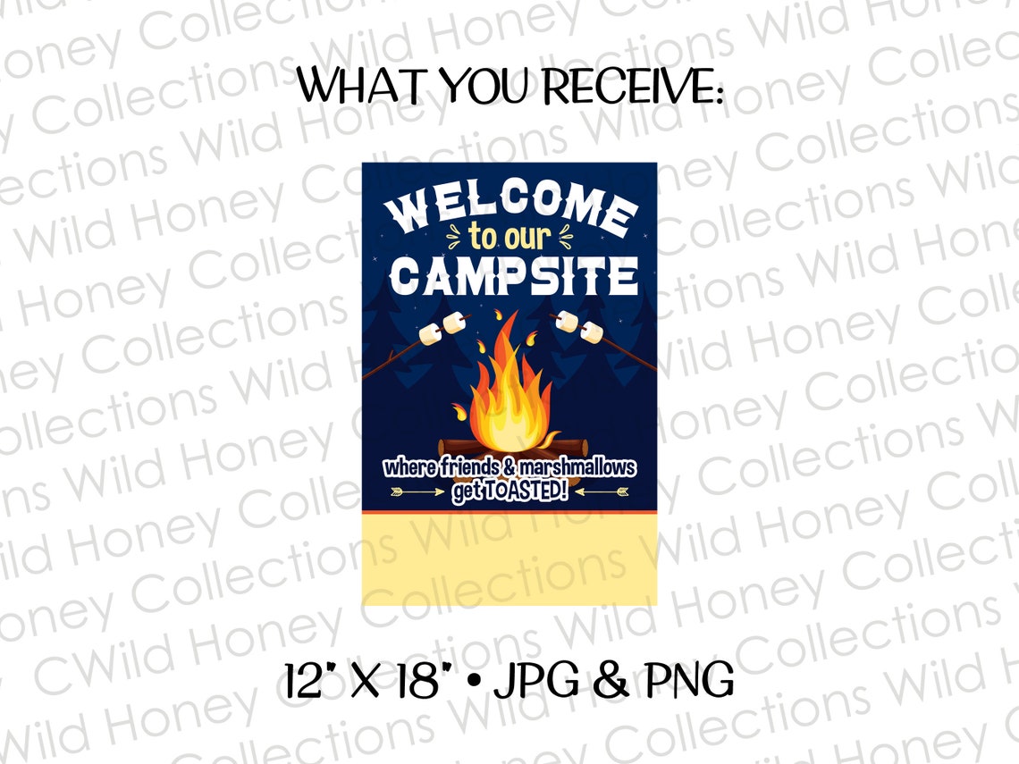 Welcome to Our Campsite Garden Flag Design Sublimation - Etsy