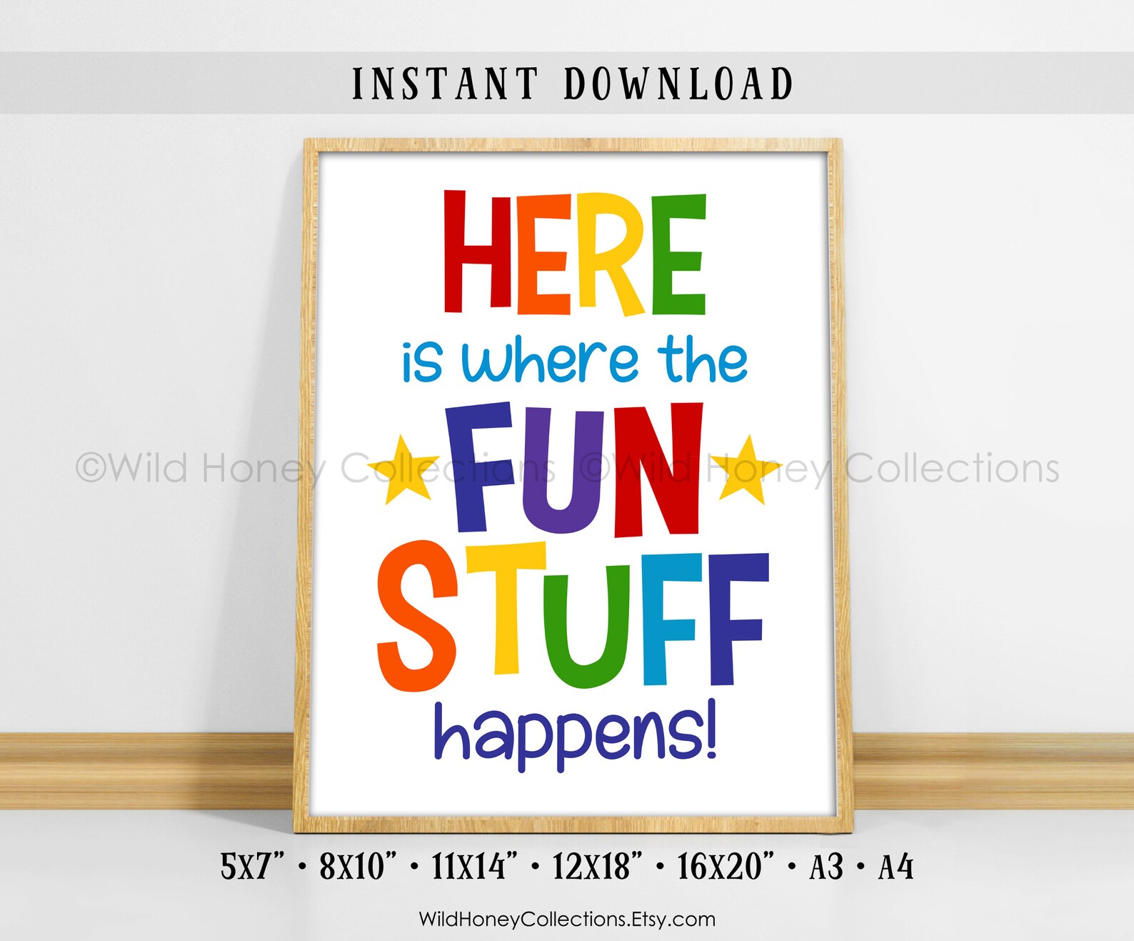 Here is Where the Fun Stuff Happens, Printable Playroom Wall Decor ...