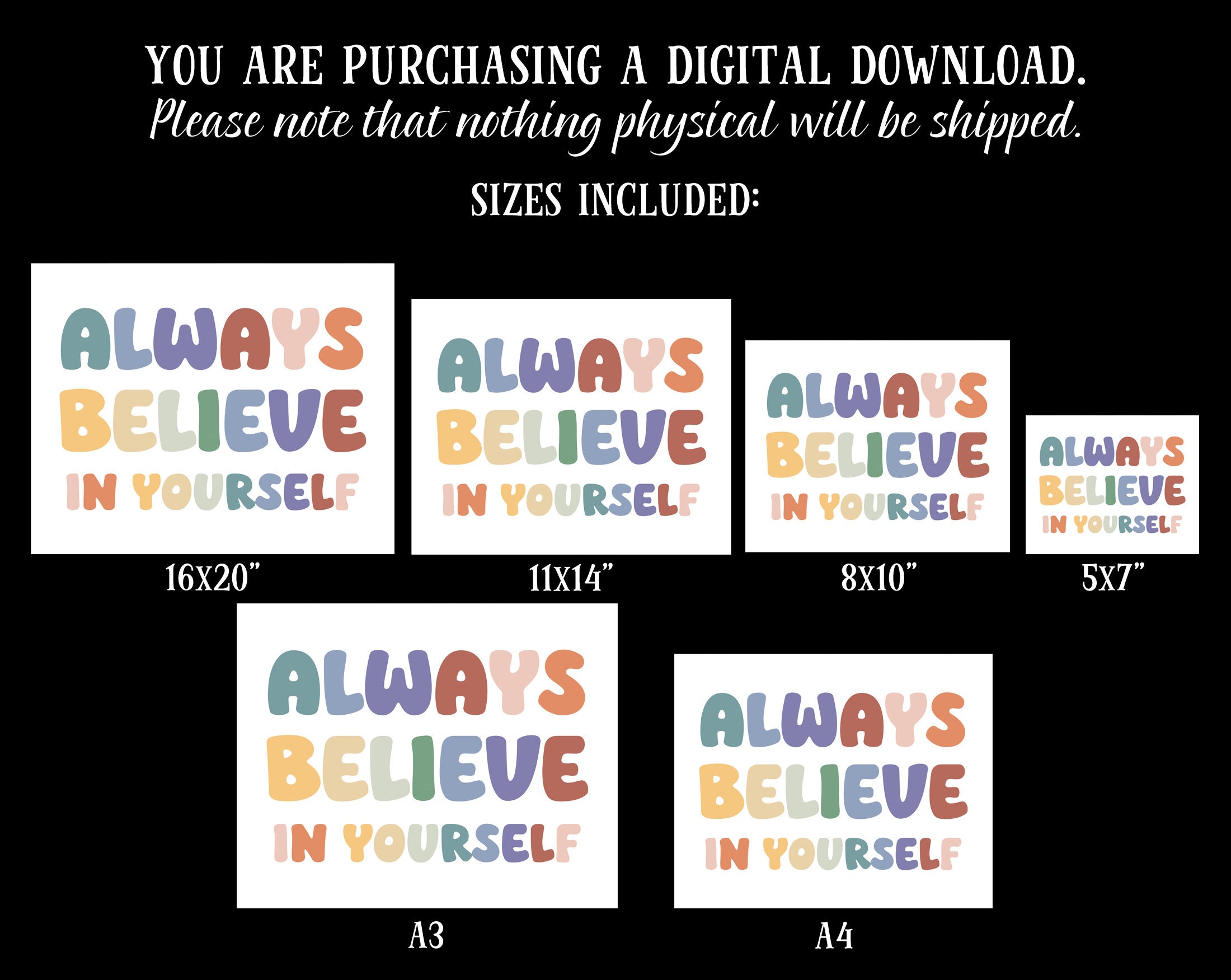 Always Believe in Yourself Printable Poster: Playroom Wall Art (digital ...