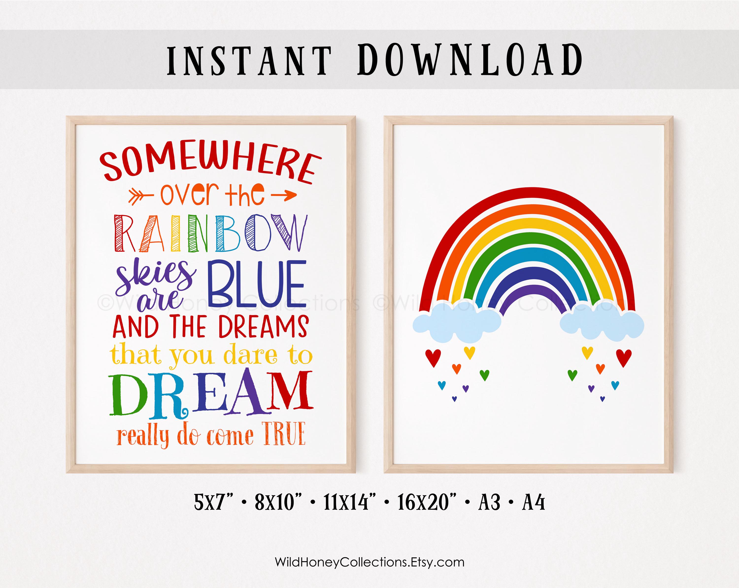 Somewhere Over the Rainbow Printable Wall Art | Girls Room Decor ...