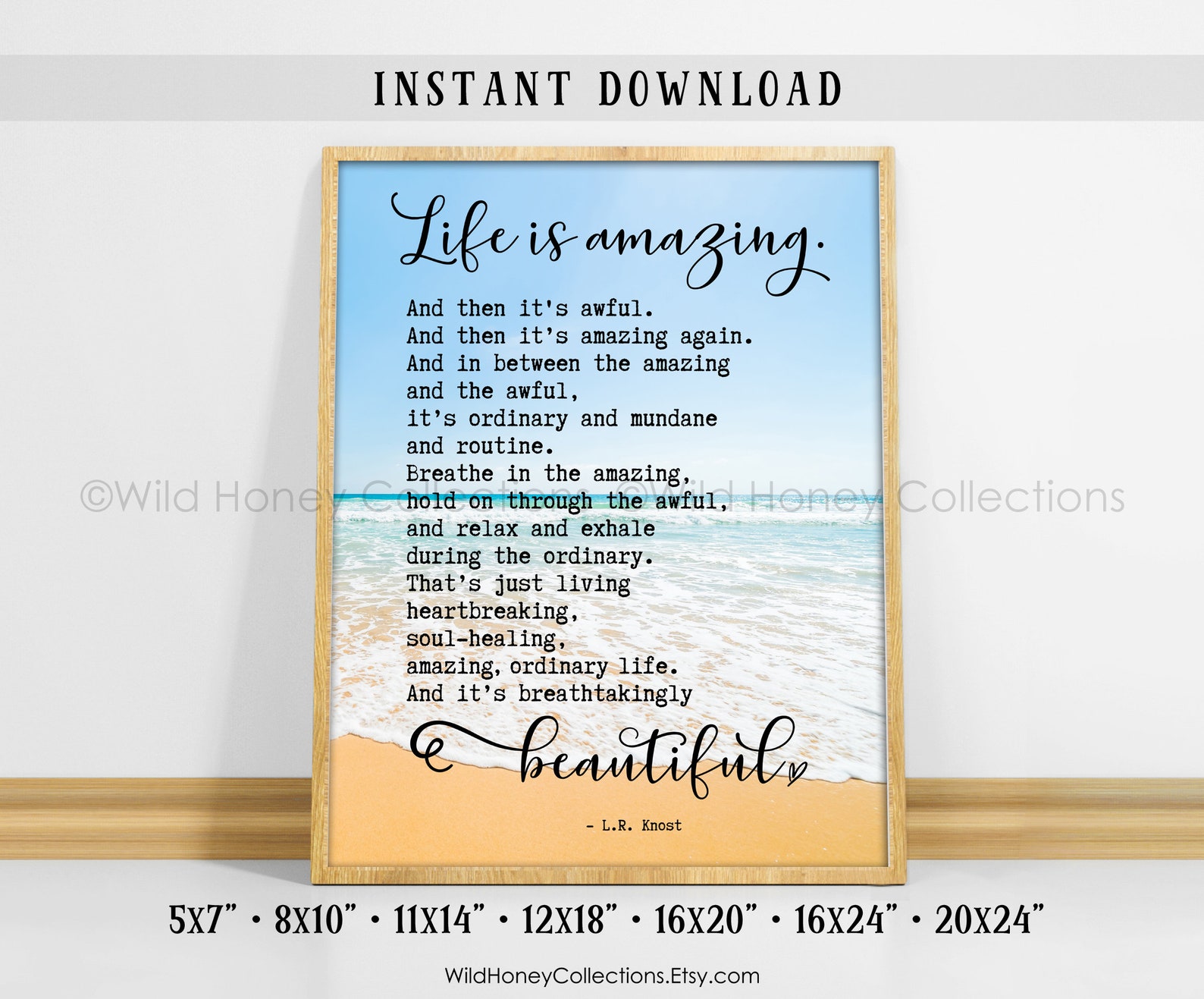 Life is Amazing Large Printable Wall Art Beach Scene - Etsy