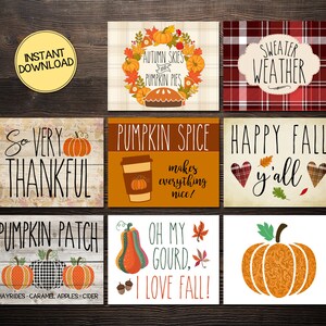 Printable Farmhouse Fall Decor, Set of 8, Oh My Gourd, Happy Fall Y'all ...