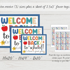Welcome Back to School Sign & Tags, Printable Sign, INSTANT DIGITAL ...