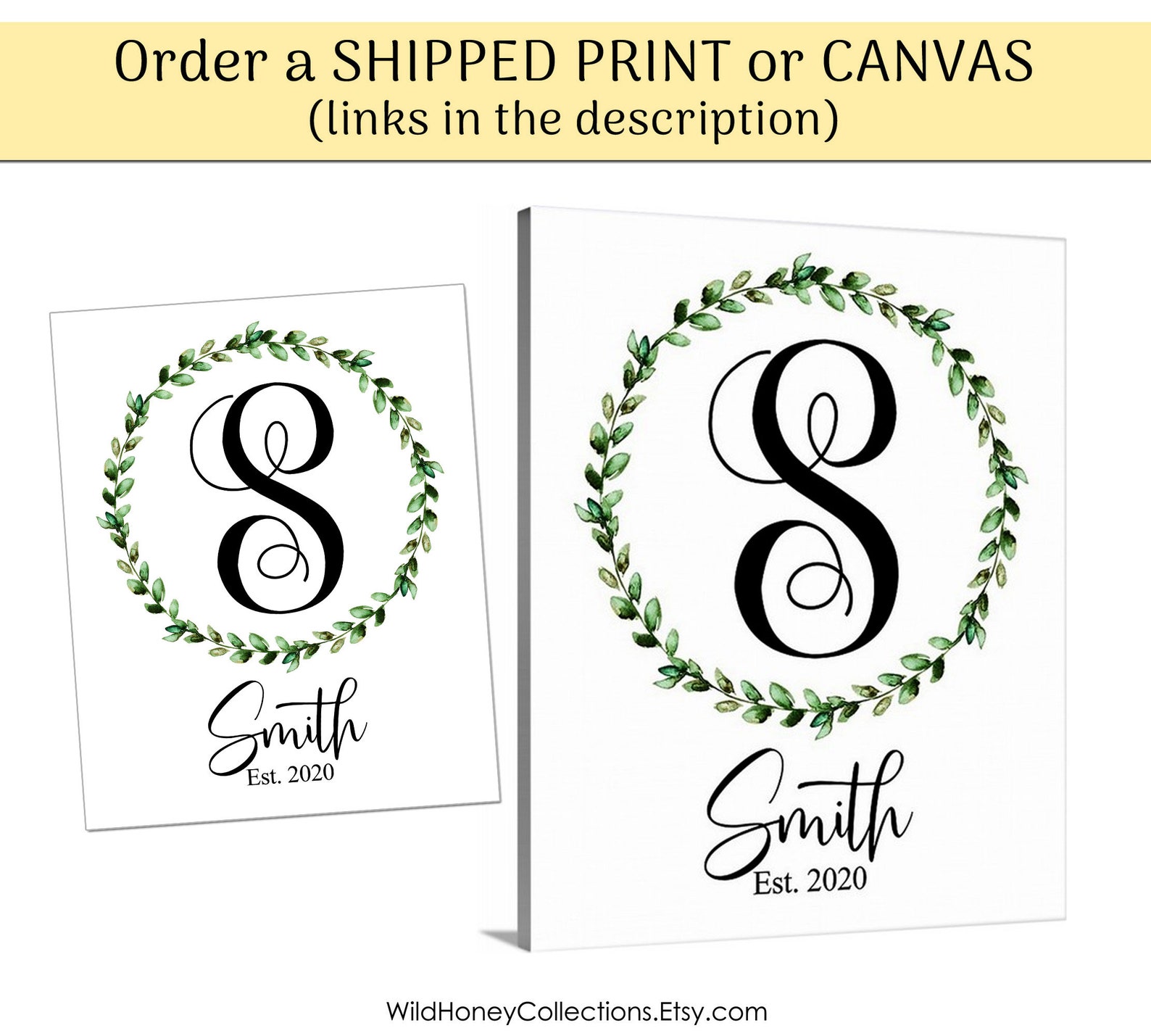 Personalized Monogram Family Name Initial Printable Wall - Etsy