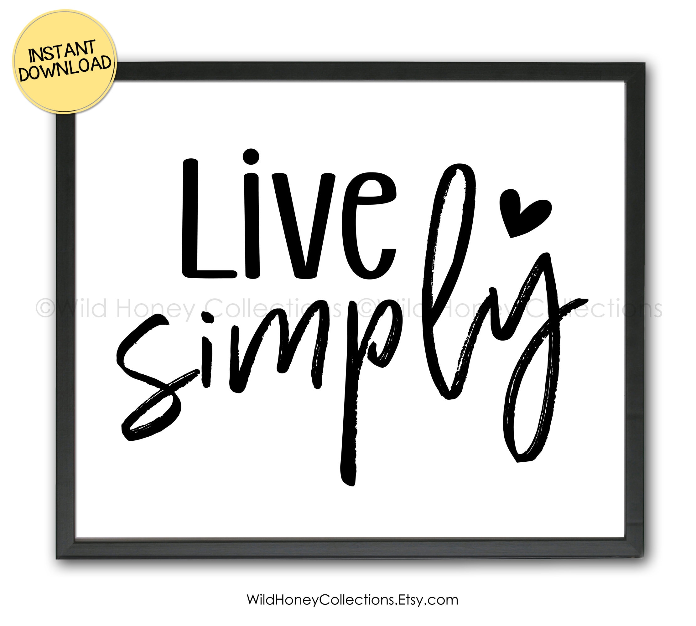 Live Simply Inspirational Farmhouse Printable Sign | Etsy