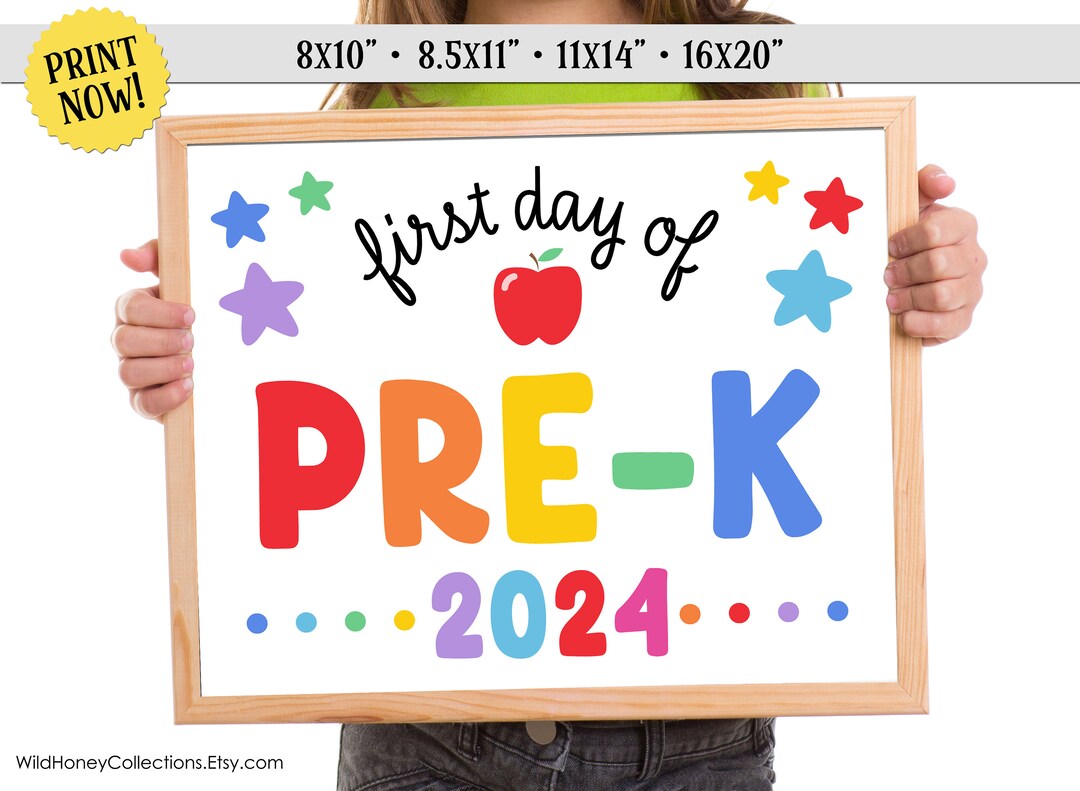 Buy First Day of Pre-k, Printable Sign, Photo Prop, Boy, Girl, INSTANT ...