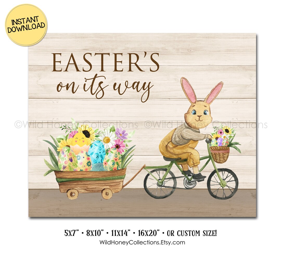 Easter's on Its Way Printable Easter Decor Farmhouse - Etsy