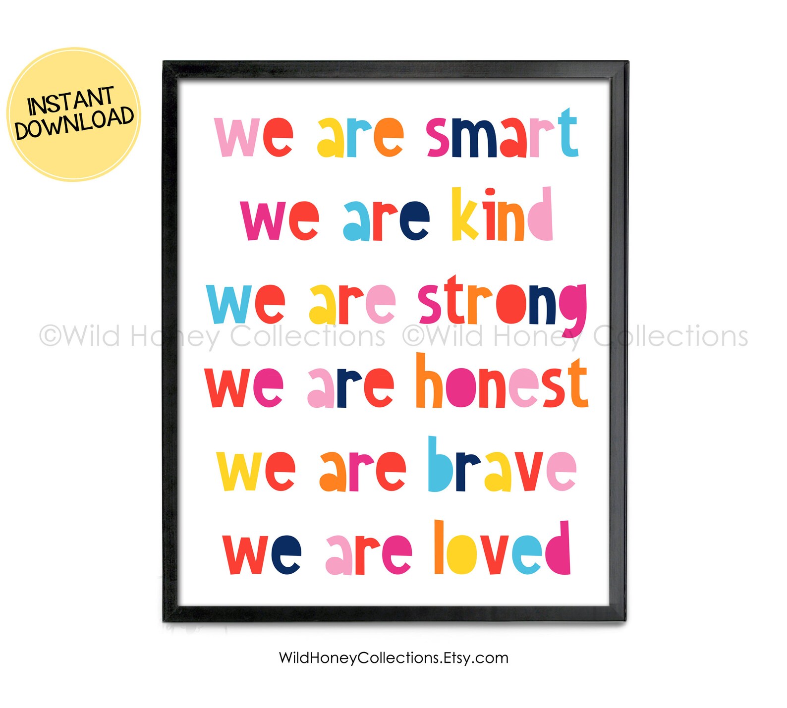 We Are Smart Kind Strong Honest Brave Loved Kids Room - Etsy