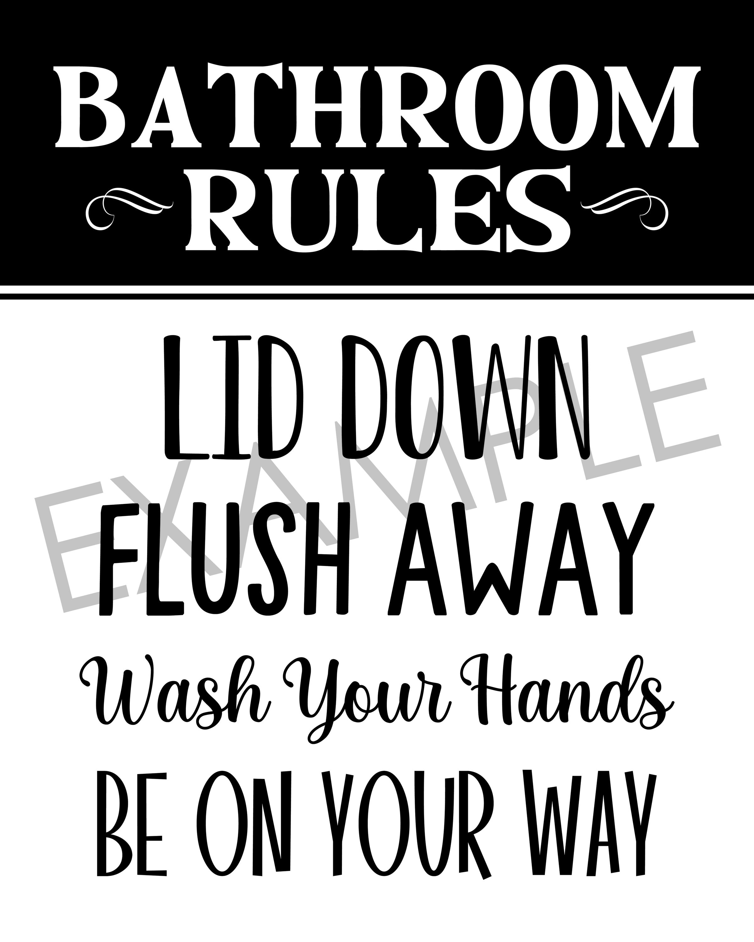 Bathroom Rules Lid Down Flush Away Wash Your Hands Be On | Etsy