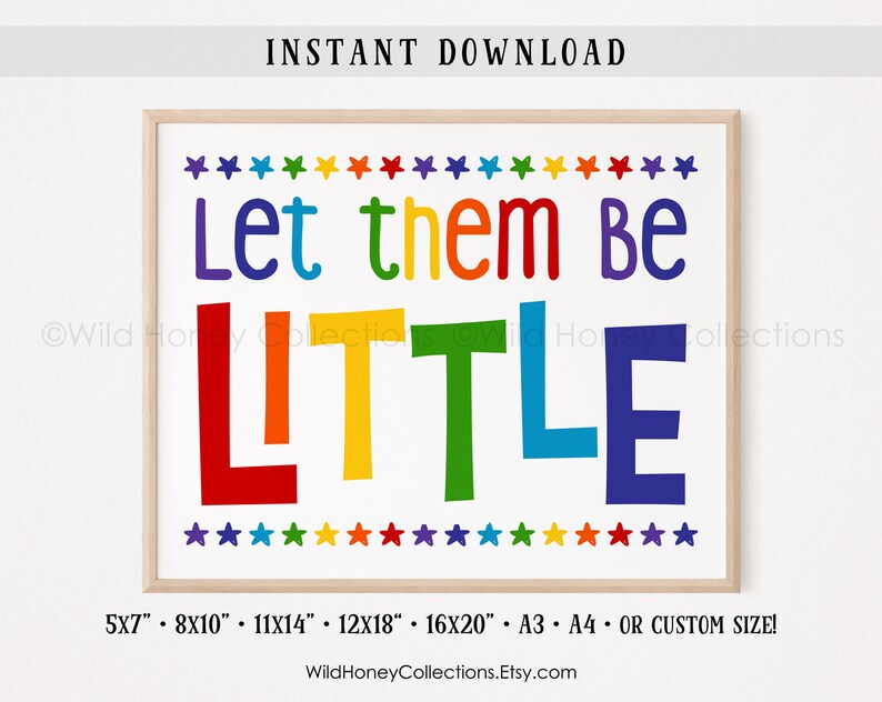 Let Them Be Little Printable Kids Room Wall Art Rainbow - Etsy