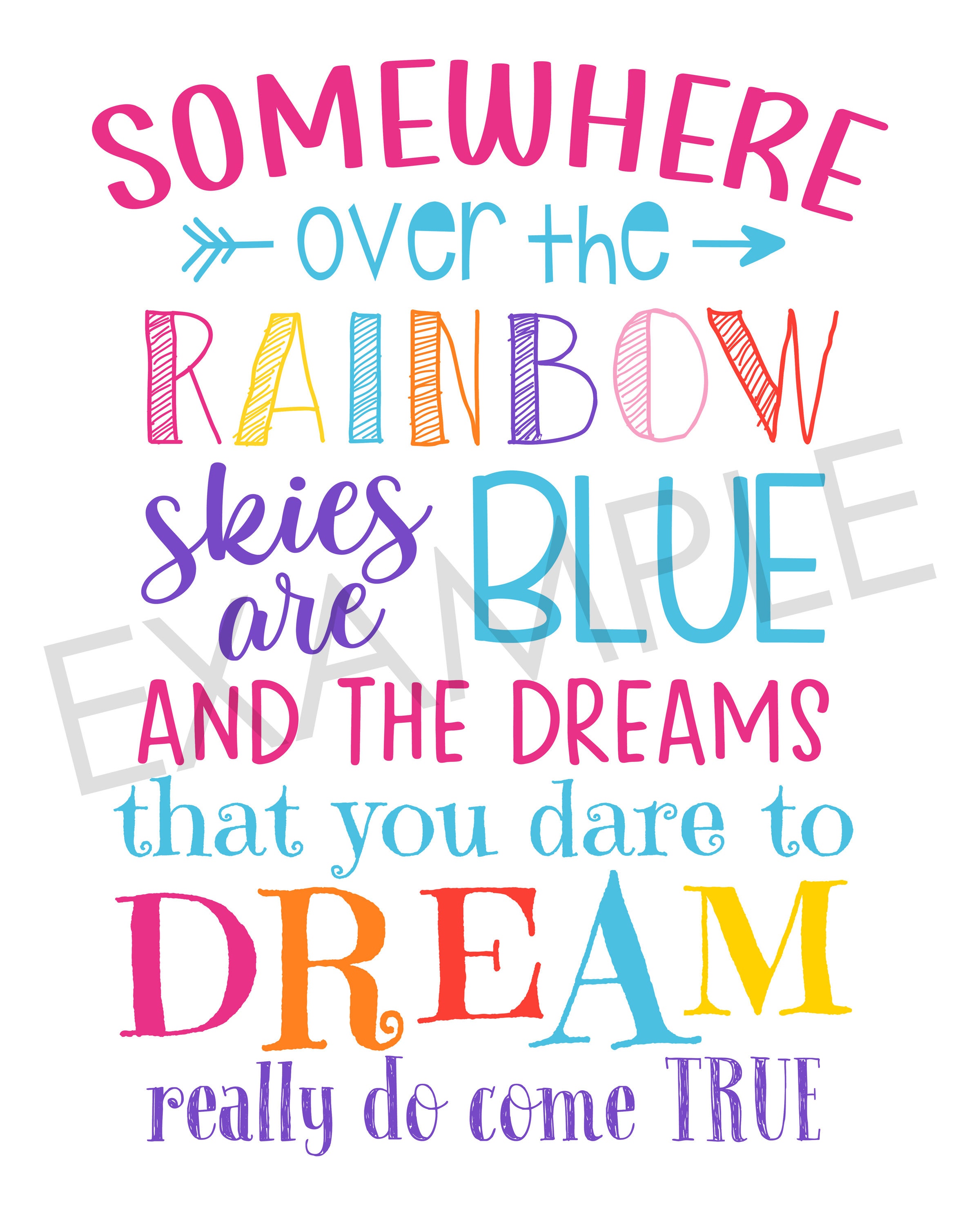 Somewhere Over the Rainbow, Printable Wall Art, Girls Room, Girls ...