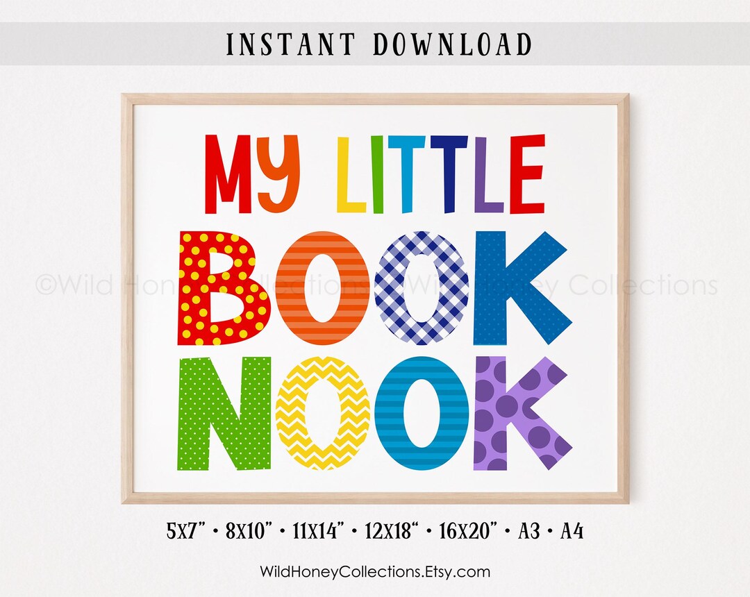 Colorful Book Nook Sign: Reading Corner Decor (digital Download) - Etsy