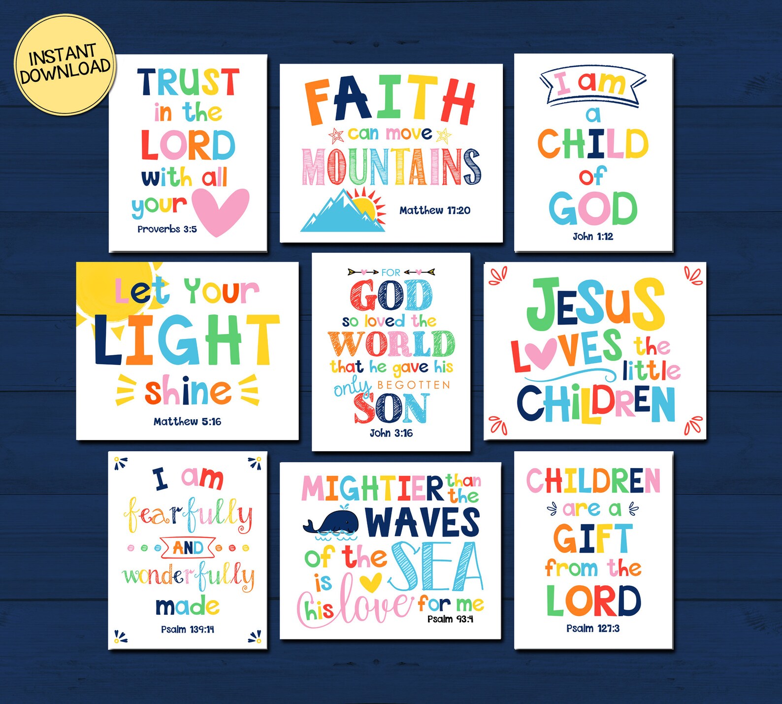 Christian Kids Room Inspirational Printable Wall Art Kids - Etsy