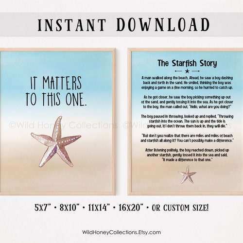 Starfish Story Watercolor Instant Download Printable Beach - Etsy