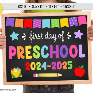 First Day of Preschool 2024, Printable Sign, Photo Prop, Girl, INSTANT ...